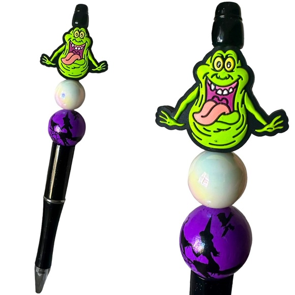 Office | Slimer Ghost Busters Halloween Beaded Silicone Focal Black ...